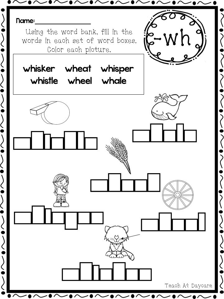 10 Printable Digraphs Box Writing Worksheets. Kindergarten-2nd Grade ...