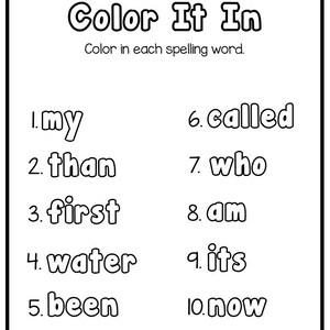 Fry First Hundred Words 81-90 Single Week Spelling Unit. Trace, Box ...