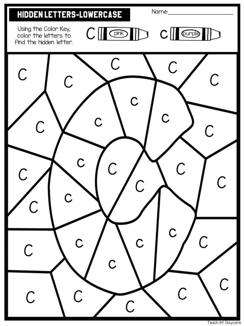 Lowercase Hidden Letters Worksheets. Letter Recognition. Preschool-kdg ...