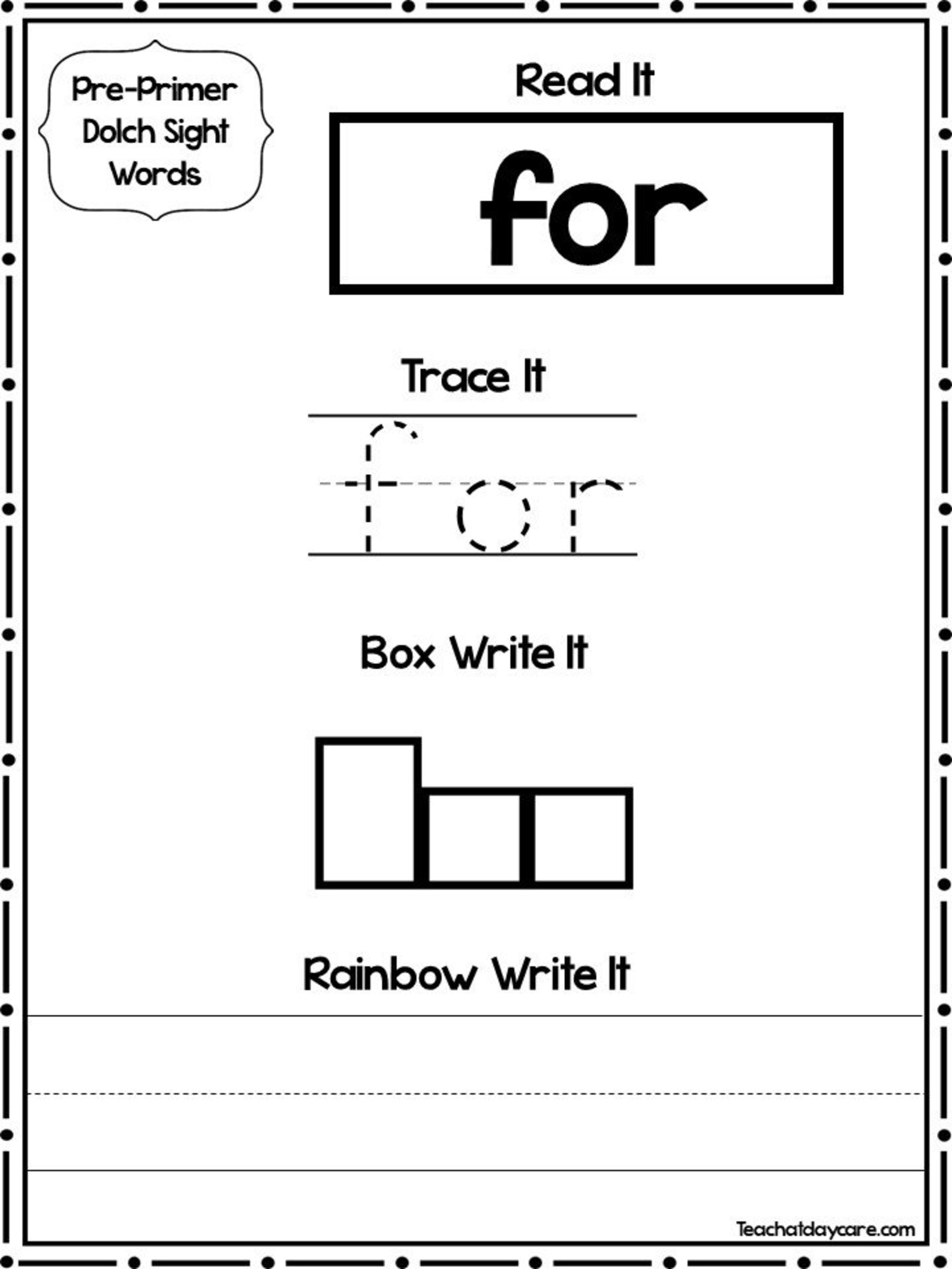 40 Printable Dolch Pre-primer Sight Words Read It Trace It - Etsy