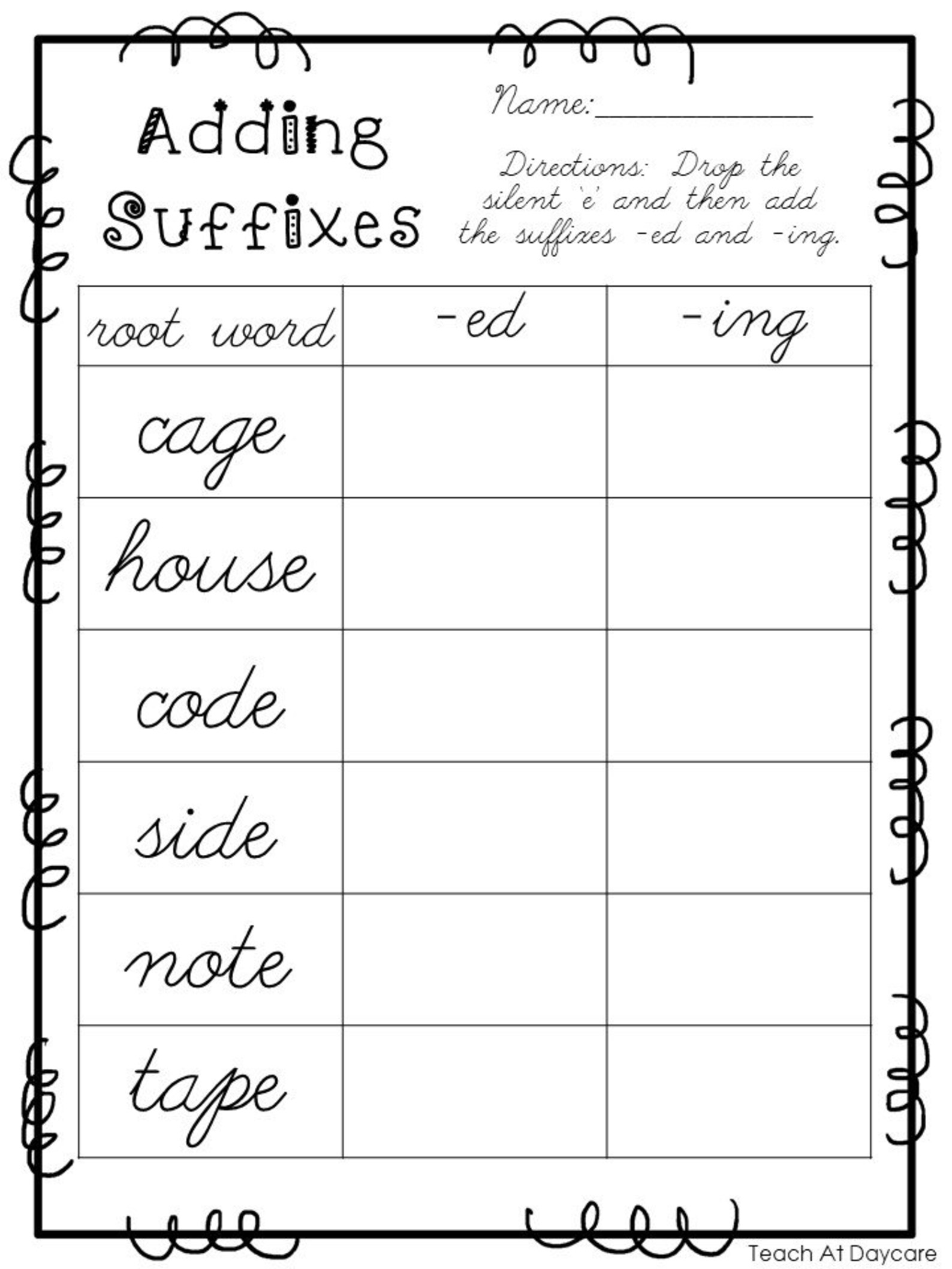 10 Printable Cursive Adding Suffixes Worksheets. 1st-2nd Grade ELA ...