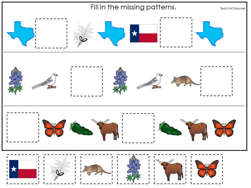 Texas State Symbols Learning Games & Tracing Worksheets (PDF Download ...