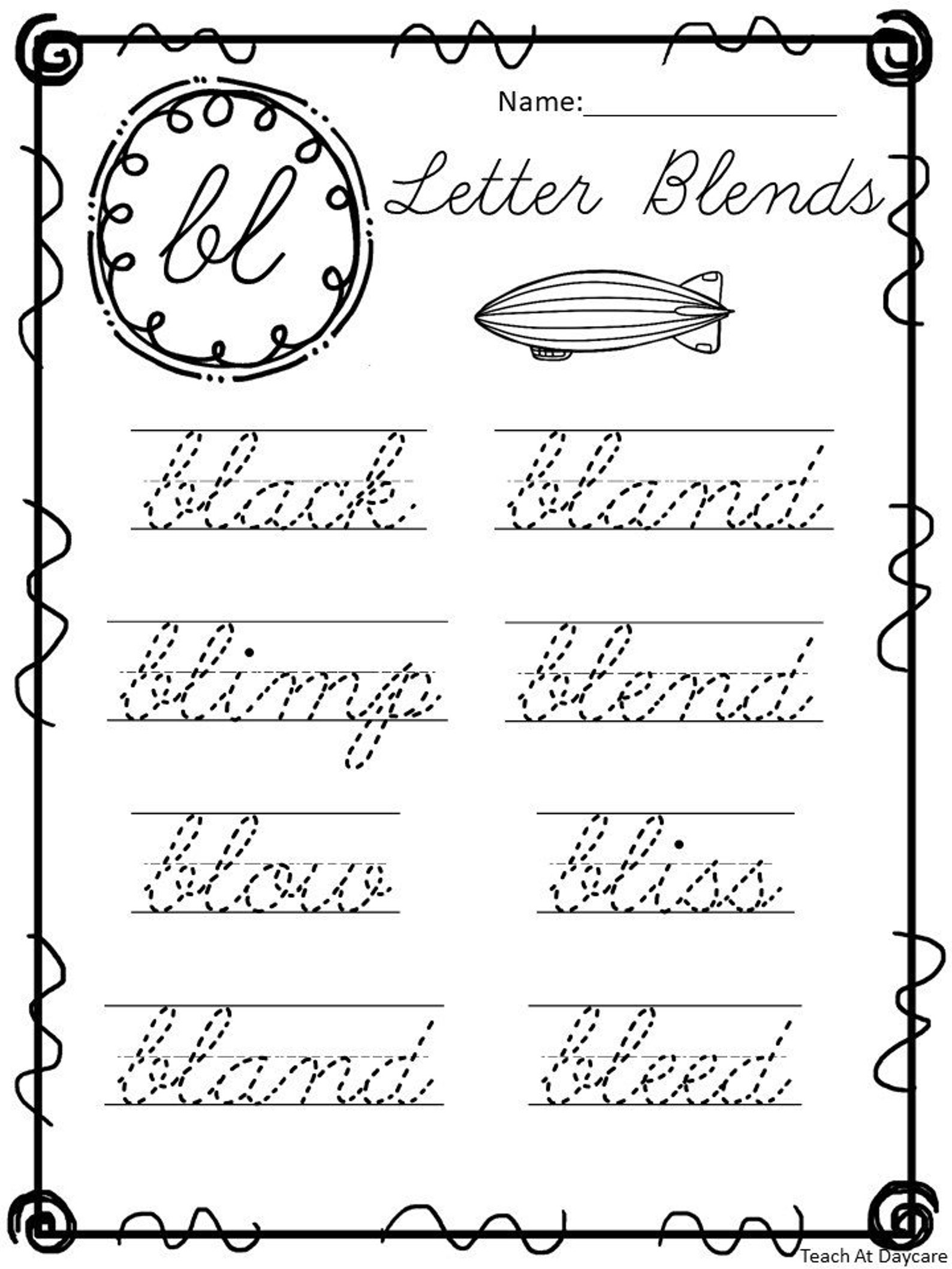 20 Printable Cursive Blends Trace the Word Worksheets. - Etsy