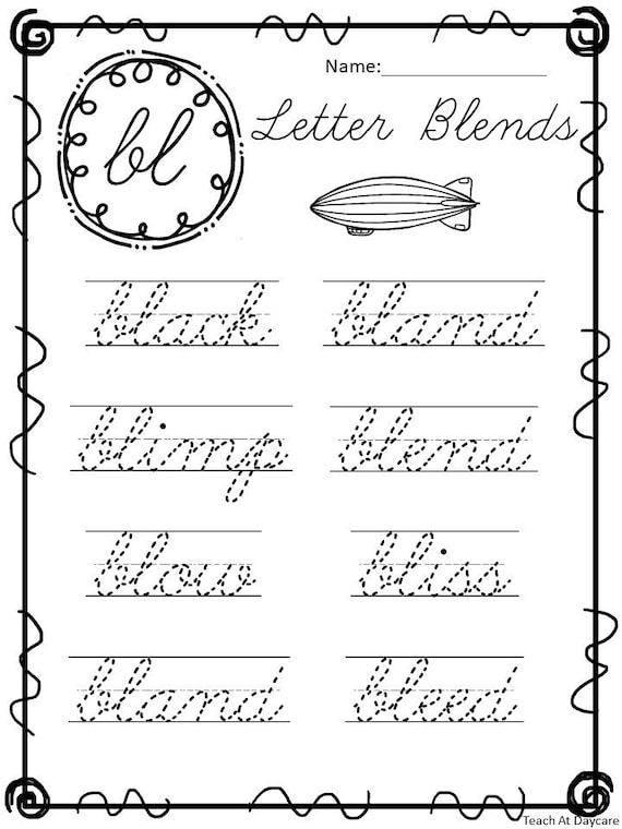20 Printable Cursive Blends Trace the Word Worksheets. - Etsy