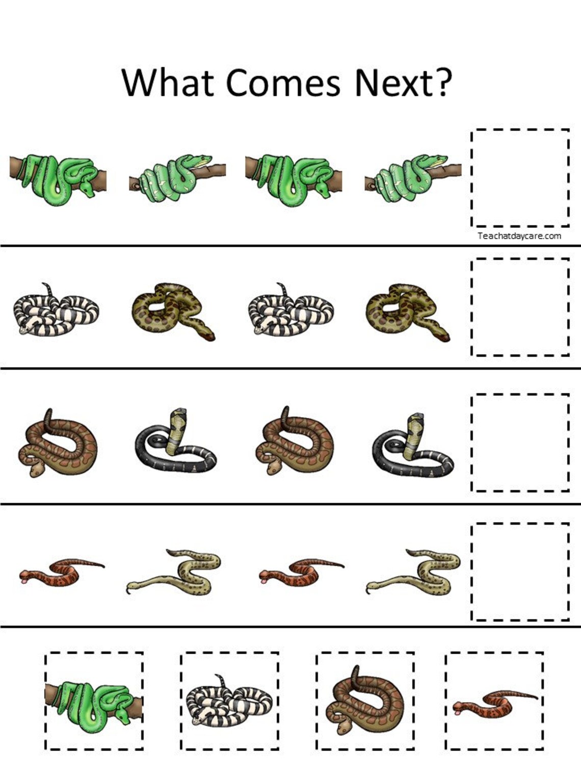 30 Snakes Printable Preschool Educational Games Download. Games and ...