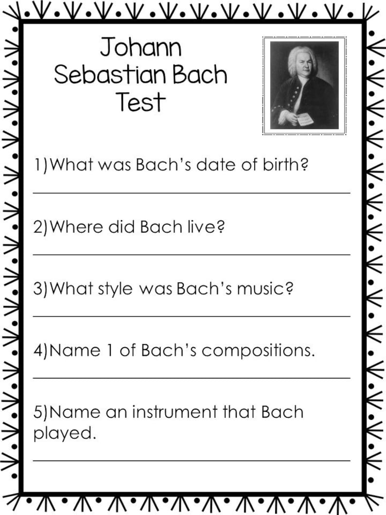 Johann Sebastian Bach Great Composer Unit. Music Appreciation. | Etsy