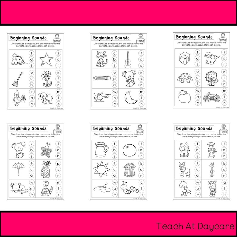 20 Printable Beginning Sounds Worksheets. Preschool-1st Grade Phonics ...