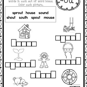 10 Printable Diphthongs Box Write Worksheets. Kindergarten-2nd Grade ...