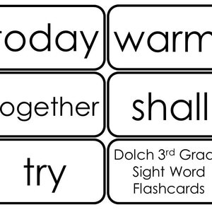 41 Printable Dolch 3rd Grade Sight Word Flashcards. - Etsy