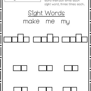 40 Printable Dolch Pre-primer Box Writing Worksheets. Preschool-prek ...