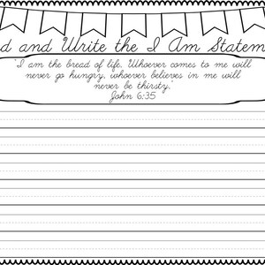I Am Statements of Jesus Handwriting and Color Worksheets. Bible Verse ...