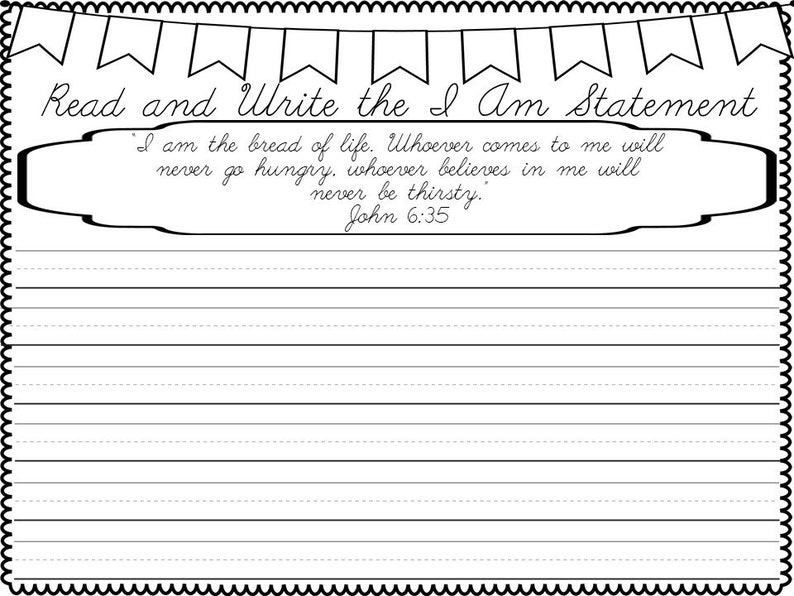 I Am Statements of Jesus Handwriting and Color Worksheets. Bible Verse ...