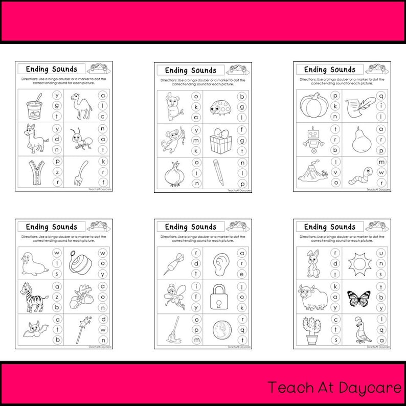20 Printable Ending Sounds Worksheets. Preschool-1st Grade Phonics and ...