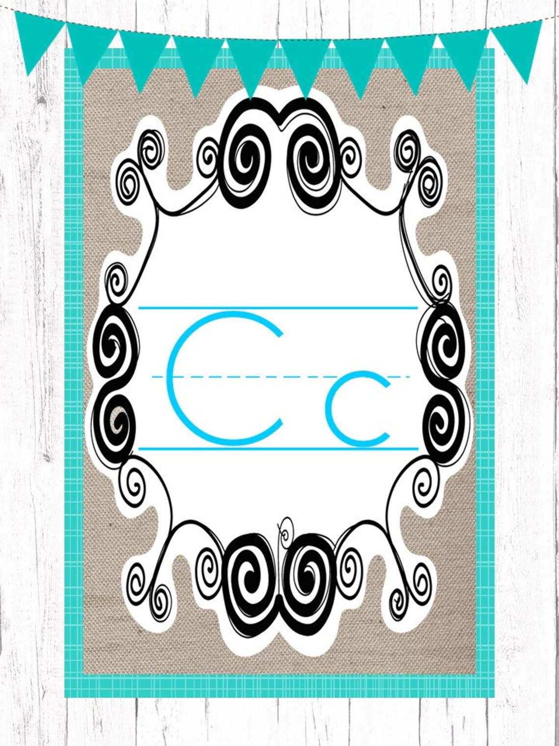 26 Printable Farmhouse and Teal Alphabet Posters. 8x10 Classroom ...