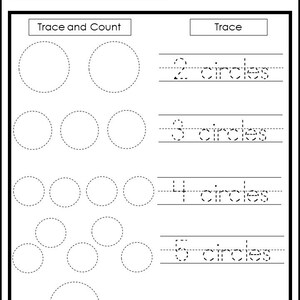 12 Count and Trace the Shapes Preschool and Kindergarten Worksheets ...