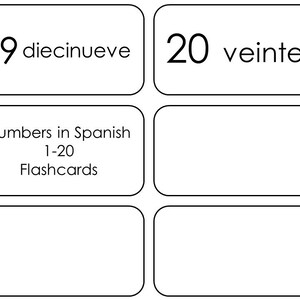 20 Printable Spanish Numbers 1-20 Flashcards. Preschool Thru Third ...
