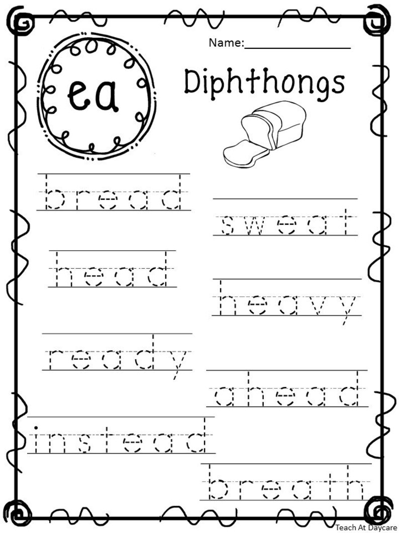 10 Printable Diphthongs Trace the Word Worksheets. - Etsy