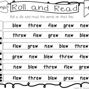 10 Printable Diphthongs Roll and Read the Word Worksheets. Kindergarten ...