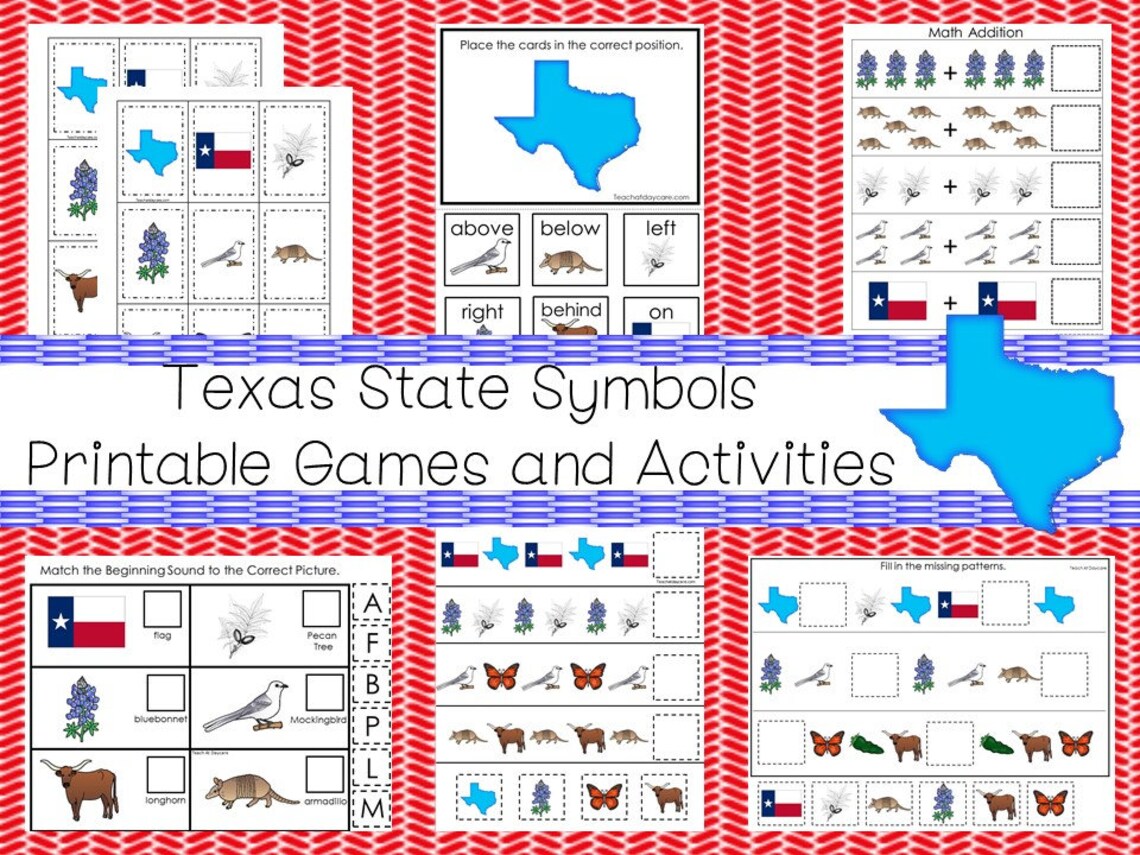 30 Texas State Symbols Themed Learning Games Download. ZIP | Etsy