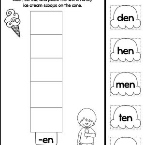 20 Printable Ice Cream Word Families Worksheets. Preschool Phonics ...