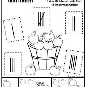 15 Printable Fall Match the Picture to the Number Worksheets. Preschool ...