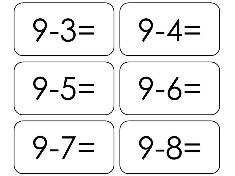 91 Printable Subtraction Flashcards. Facts 0-12. Preschool - Etsy