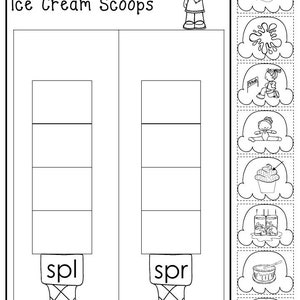 10 Printable 3 Letter Blends and Trigraphs Ice Cream Worksheets ...