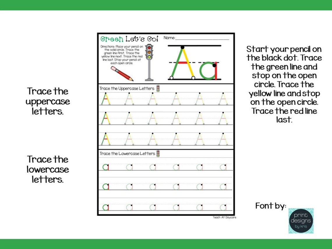 38 Green Let's Go Alphabet Tracing Worksheets. Letter - Etsy