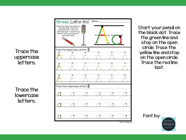 38 Green Let's Go Alphabet Tracing Worksheets. Letter - Etsy