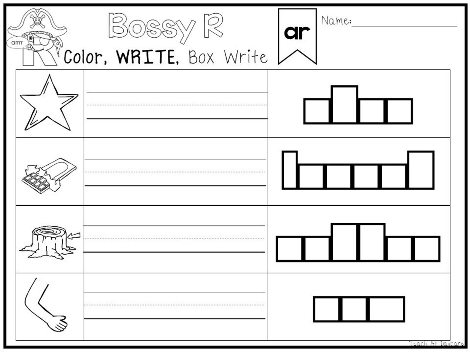 20 Printable R-controlled Vowel Words Color Trace Write Box - Etsy