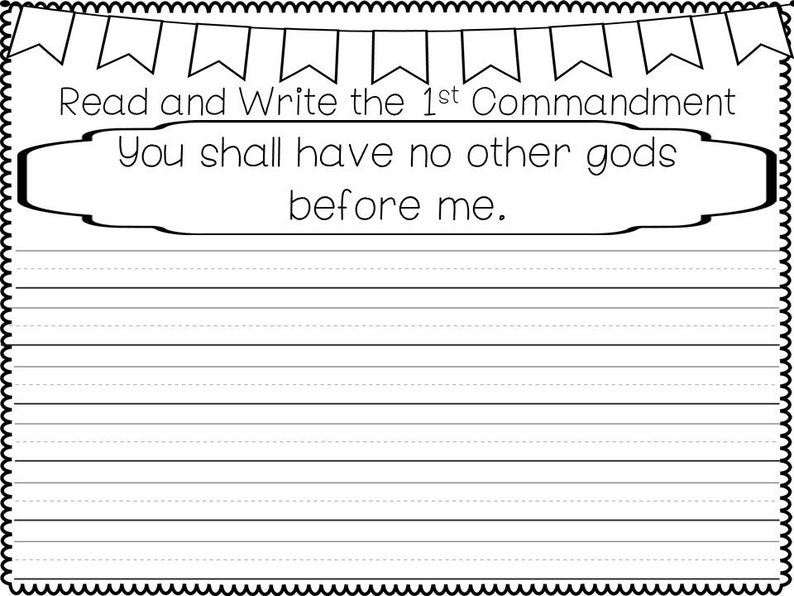 10 Commandments Tracing and Handwriting Worksheets. | Etsy