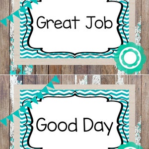 8 Printable Rustic and Teal Preschool Behavior Clip Chart Cards. School ...