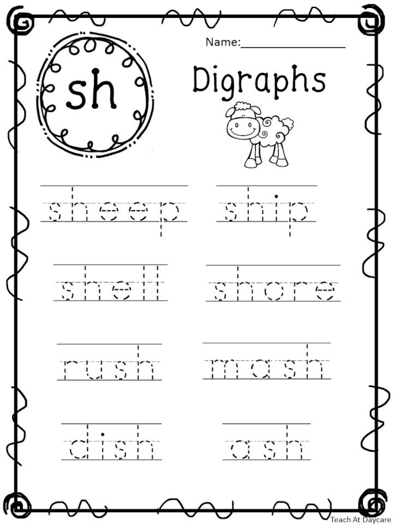 10 Printable Digraphs Trace the Word Worksheets. | Etsy Canada