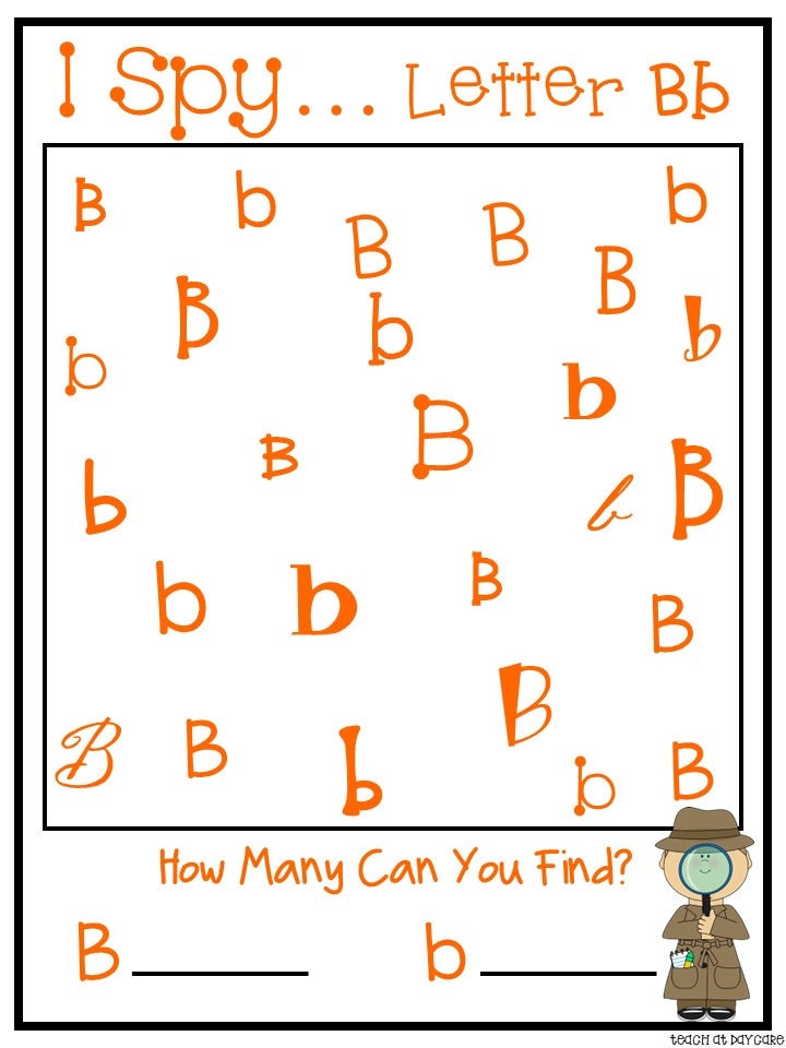 26 Alphabet I Spy Letters A-Z Games and Worksheets. Color & Black and ...
