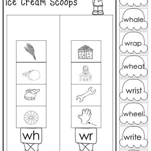 10 Printable Digraphs Ice Cream Worksheets. Kindergarten-2nd Grade ELA ...