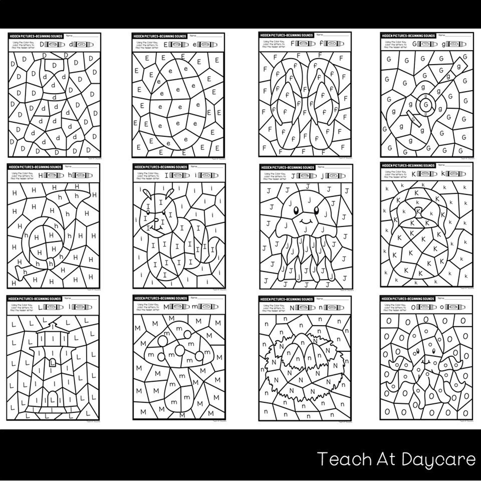 Hidden Pictures Beginning Sounds Worksheets. Letter Recognition and ...