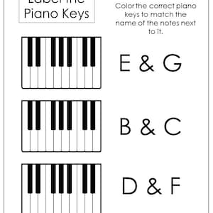 10 Color the Keys Worksheets. Beginning Music. Preschool-2nd Grade ...