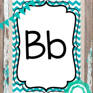 26 Printable Rustic and Teal Alphabet Posters. 8x10 Classroom ...