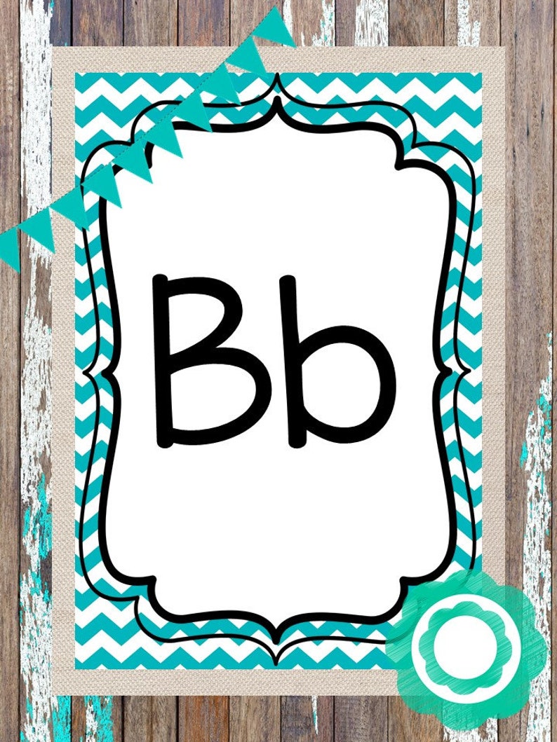 26 Printable Rustic and Teal Alphabet Posters. 8x10 Classroom | Etsy
