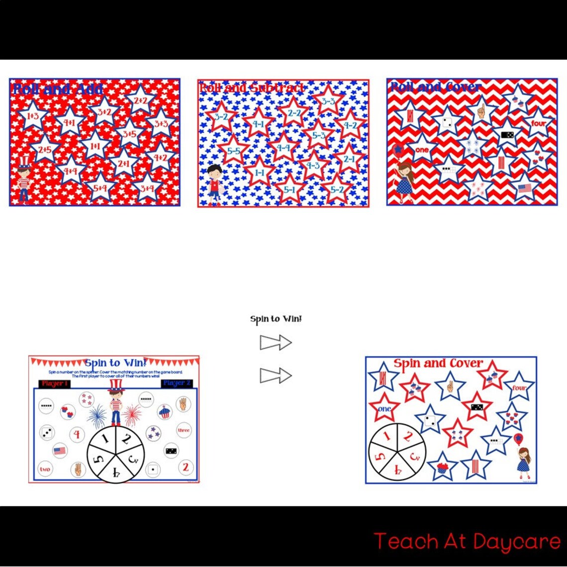 10 Printable 4th of July Themed Kindergarten Math Center Games and ...