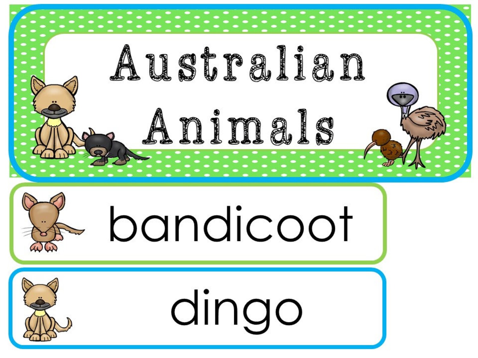 Australian Animals Single Week Themed Word Wall Set. Classroom Bulletin ...