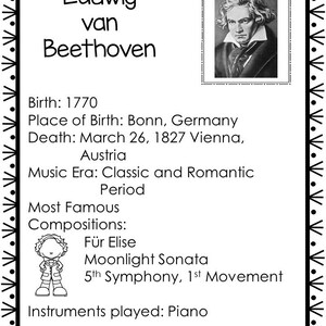 Ludwig Van Beethoven Great Composer Unit. Music Appreciation. - Etsy