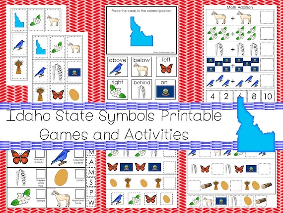 30 Idaho State Symbols themed Learning Games Download. ZIP | Etsy