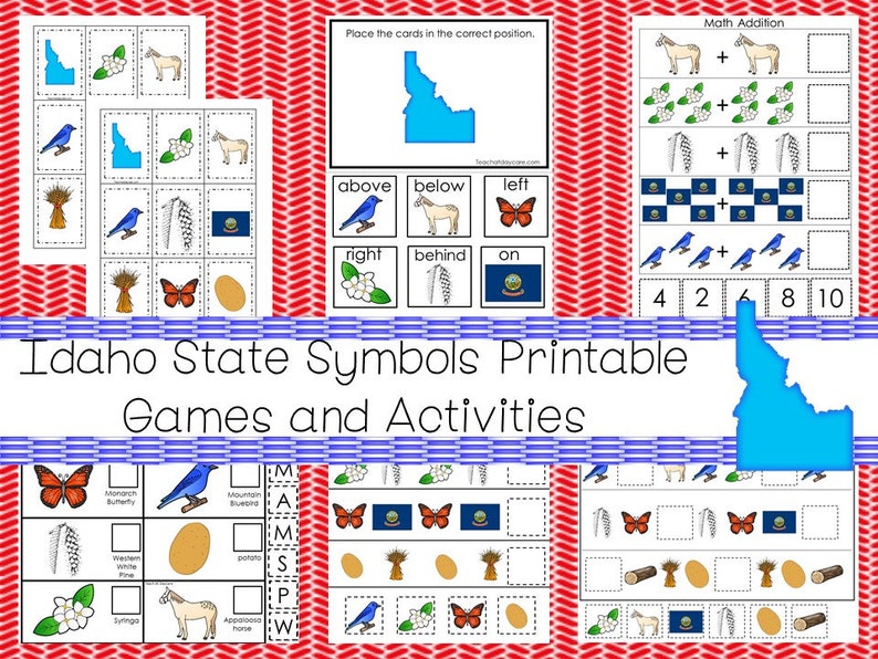 30 Idaho State Symbols themed Learning Games Download. ZIP | Etsy