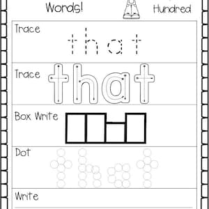 100 Printable Let's Learn Fry 1st Hundred Sight Words Worksheets ...