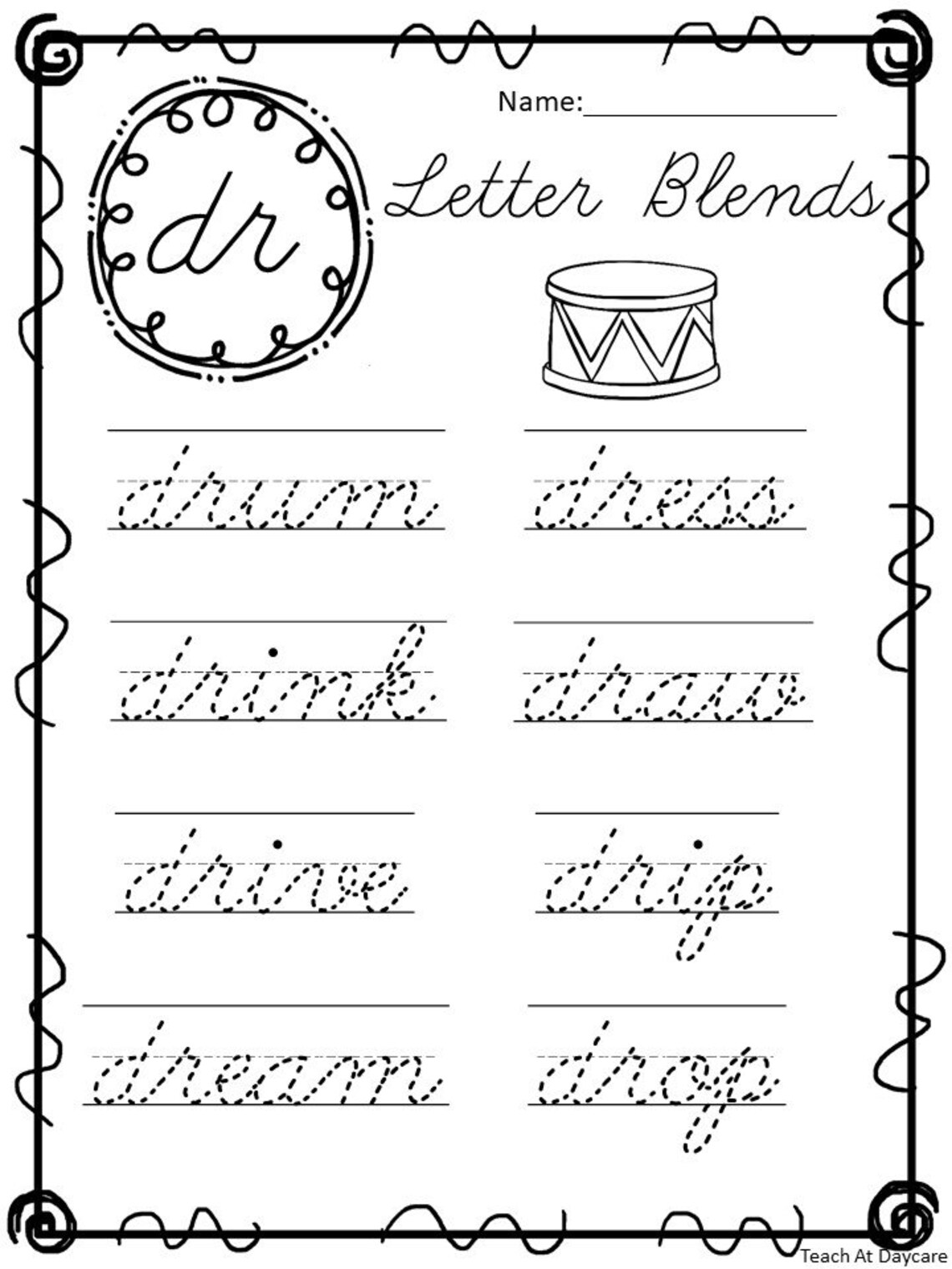 20 Printable Cursive Blends Trace the Word Worksheets. - Etsy