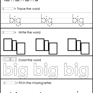 40 Printable Dolch Pre-primer Word Work Worksheets. Prek-kindergarten ...