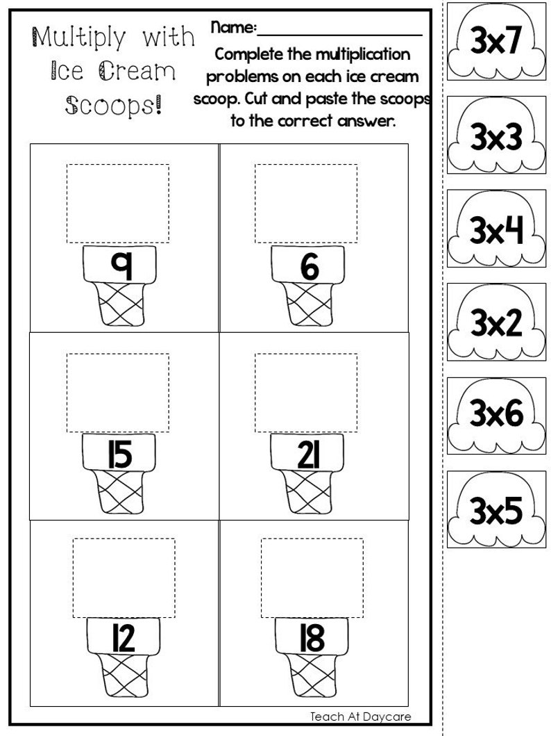 12 Printable Multiplication Scoops Worksheets. Numbers 1-12. 1st-4th ...