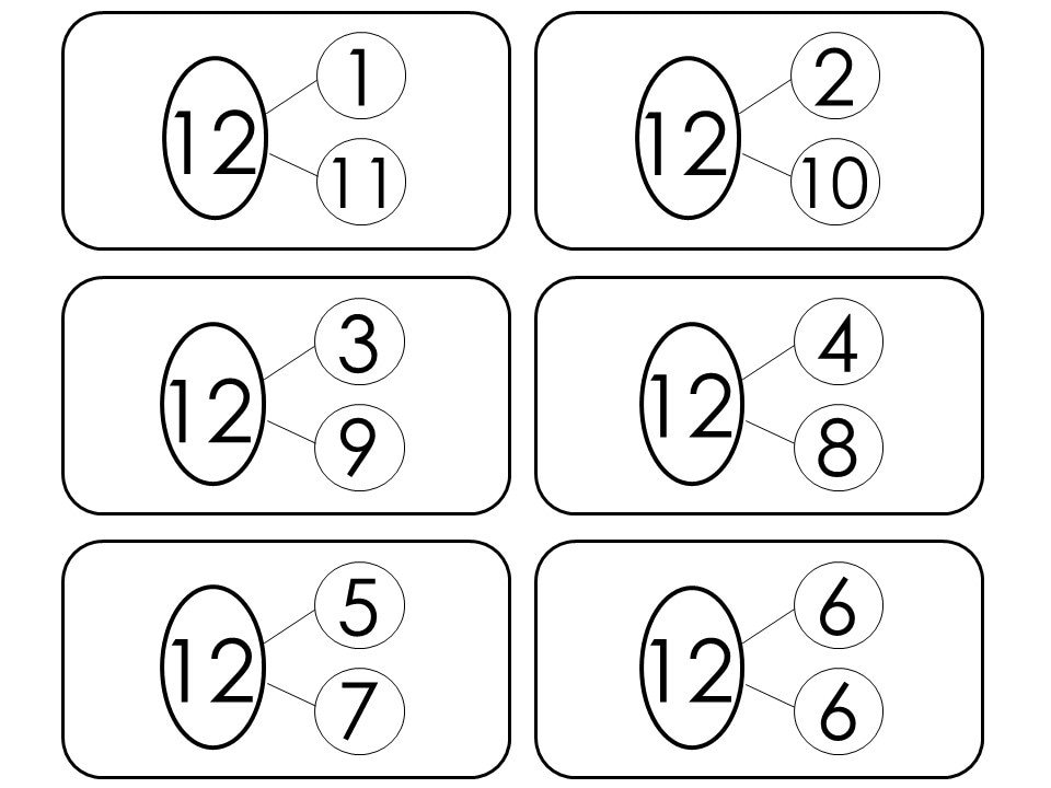 120 Printable Number Bond Flashcards. Numbers 1-20. Preschool | Etsy