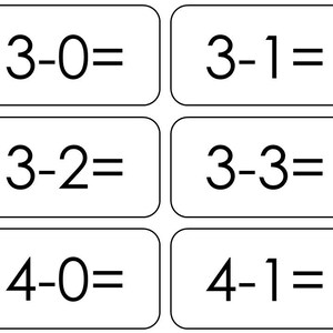 91 Printable Subtraction Flashcards. Facts 0-12. Preschool Thru 3rd ...